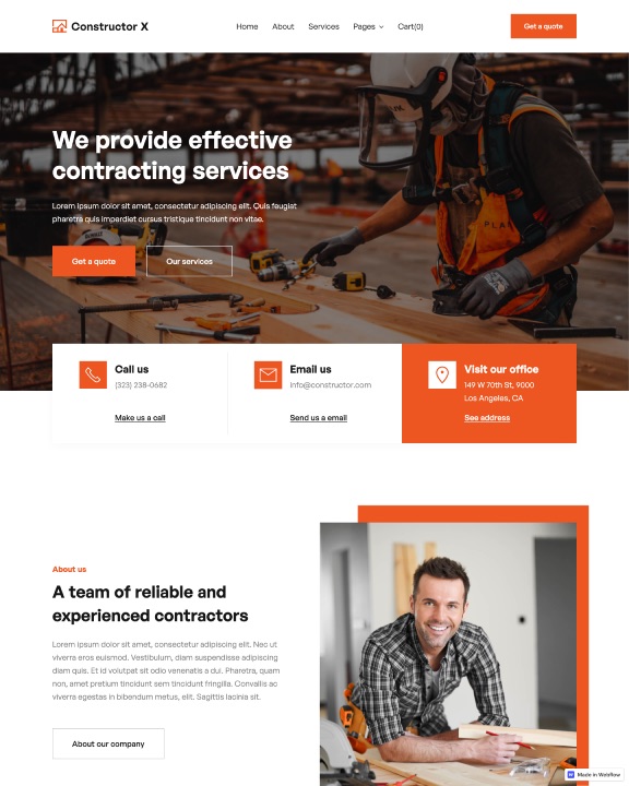 Construction Company Webflow Template Constructor X | FlowRadar