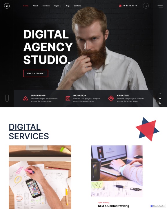 Digital Agency Studio Webflow Template Zaipus | FlowRadar