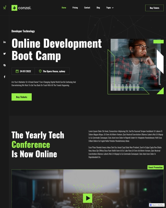 Coding Bootcamp Webflow Template Conzai | FlowRadar