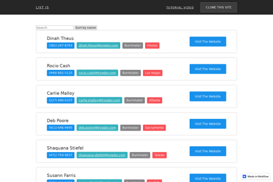 List.js Webflow CMS Webflow Cloneable