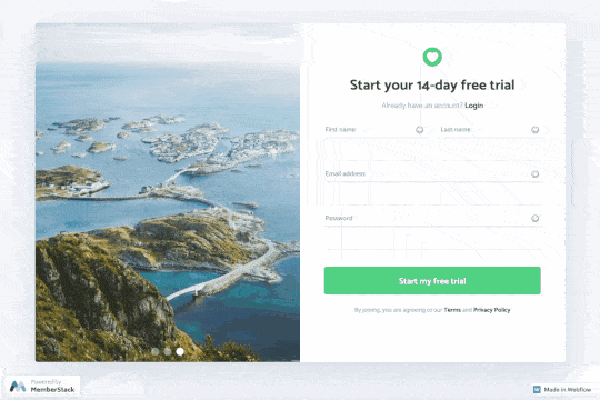 Login & Signup Slider Design Webflow Cloneable