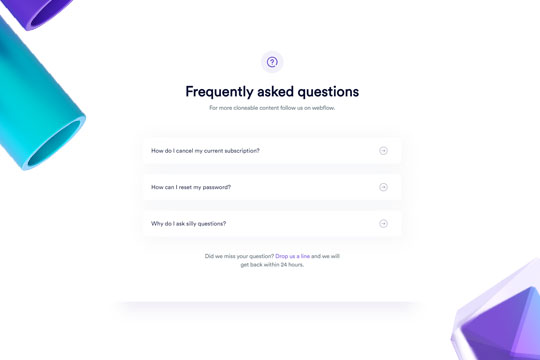 FAQ Accordion Lottie Webflow Cloneable