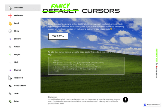 Custom Fancy Cursors Webflow Cloneable