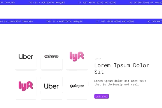 CSS Marquees Vertical Horizontal Webflow Cloneable