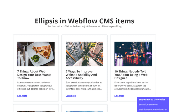 Ellipsis After Text Limit Webflow Cloneable