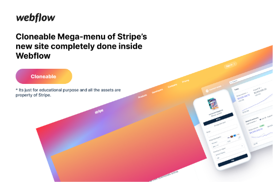 Stripe Mega Menu Nav Rebuild Webflow Cloneable