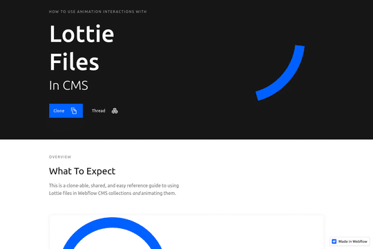 Lottie Files in CMS Webflow Cloneable