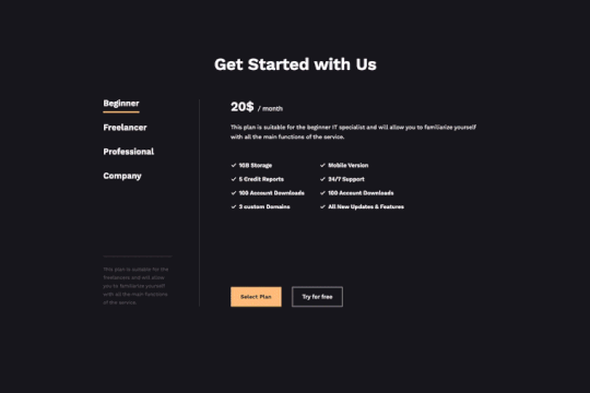 Pricing Table with Tabs Webflow Cloneable