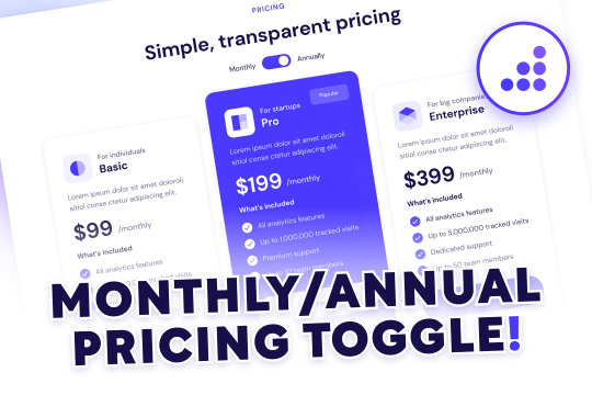 Monthly Annual Pricing Toggle Webflow Cloneable
