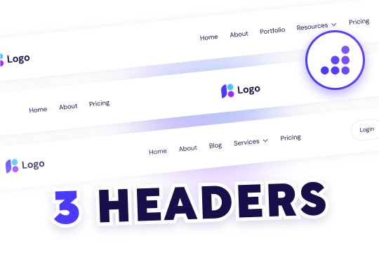 Three Menu/Navigation Designs Webflow Cloneable