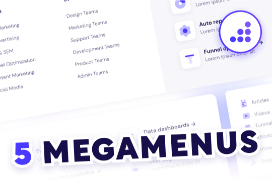 Five Mega Menu Designs Webflow Cloneable