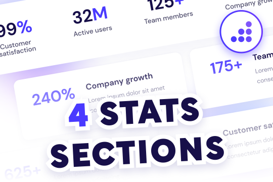 Four Stats Sections Webflow Cloneable