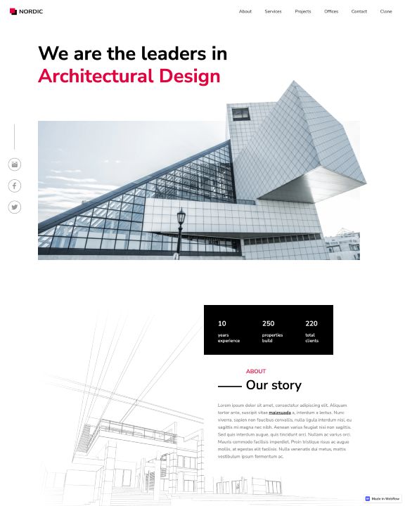 Architectual Design Webflow Template Nordic Architecture | FlowRadar