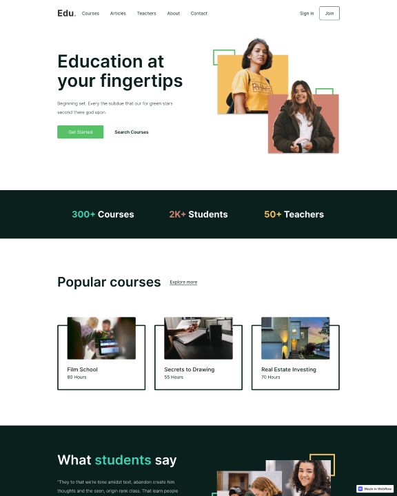 LMS Learning Platform Webflow Template Edu Course | FlowRadar