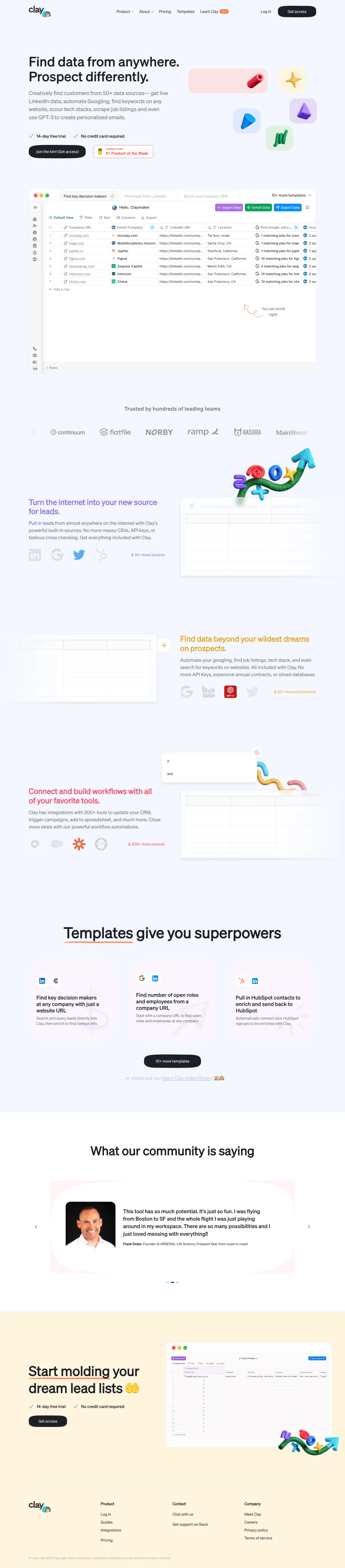 Data Enrichment Webflow Site Inspiration - Clay.run