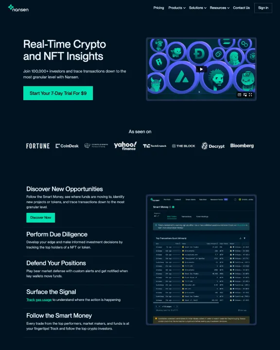 Crypto Platform Webflow Site Inspiration - Nansen.ai