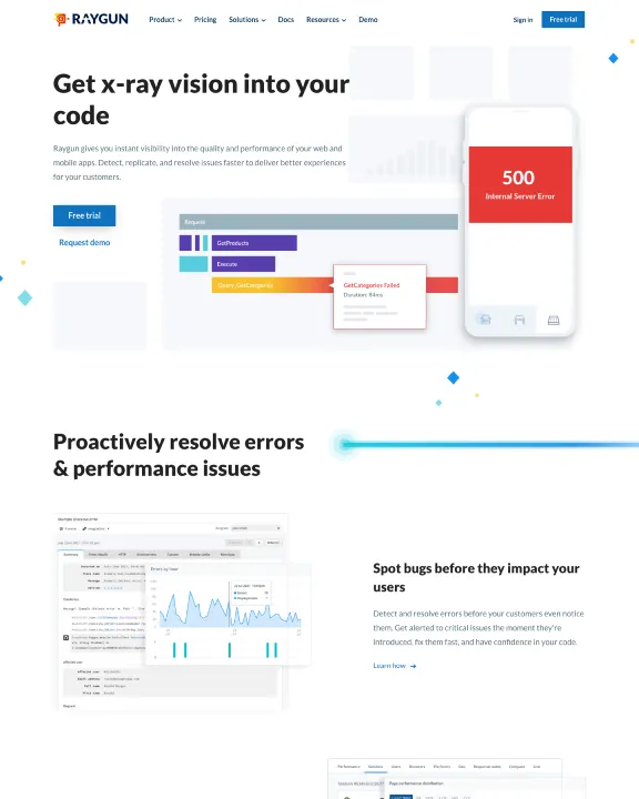Issue Management Webflow Site Inspiration - Raygun.com