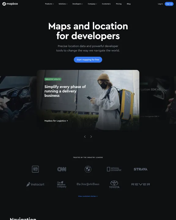Map Development Toolkit Webflow Site Inspiration - Mapbox.com