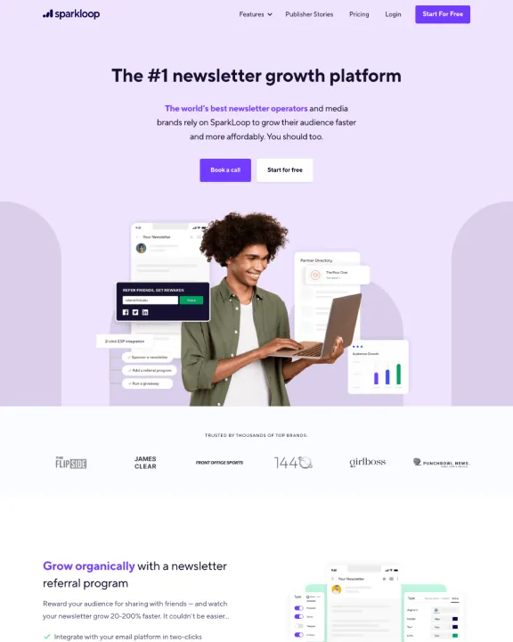 Newsletter Marketing Platform Webflow Site Inspiration - Sparkloop.app
