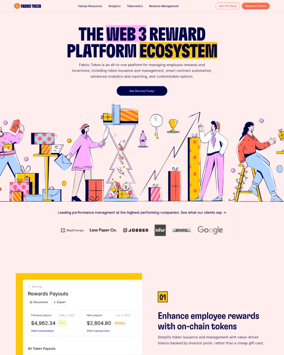 Web 3 Reward Platform Webflow Site Inspiration - Fabrictoken.co