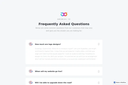 jQuery Animated Accordion Webflow Cloneable