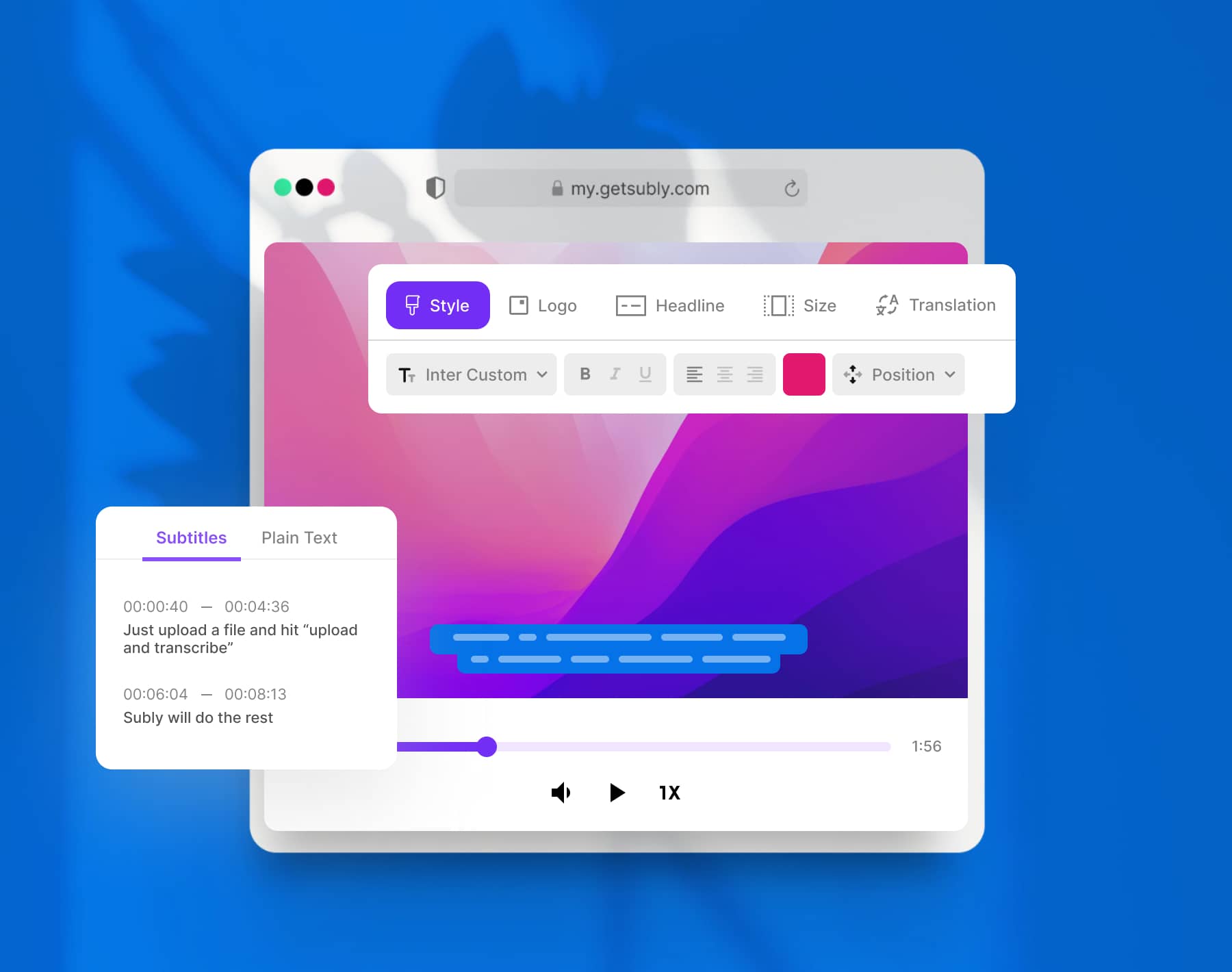 Audio to Video - AI Audio Subtitles - Subly