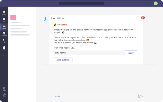 Instant Quizzes & Puzzles inside Microsoft Teams | Trivia