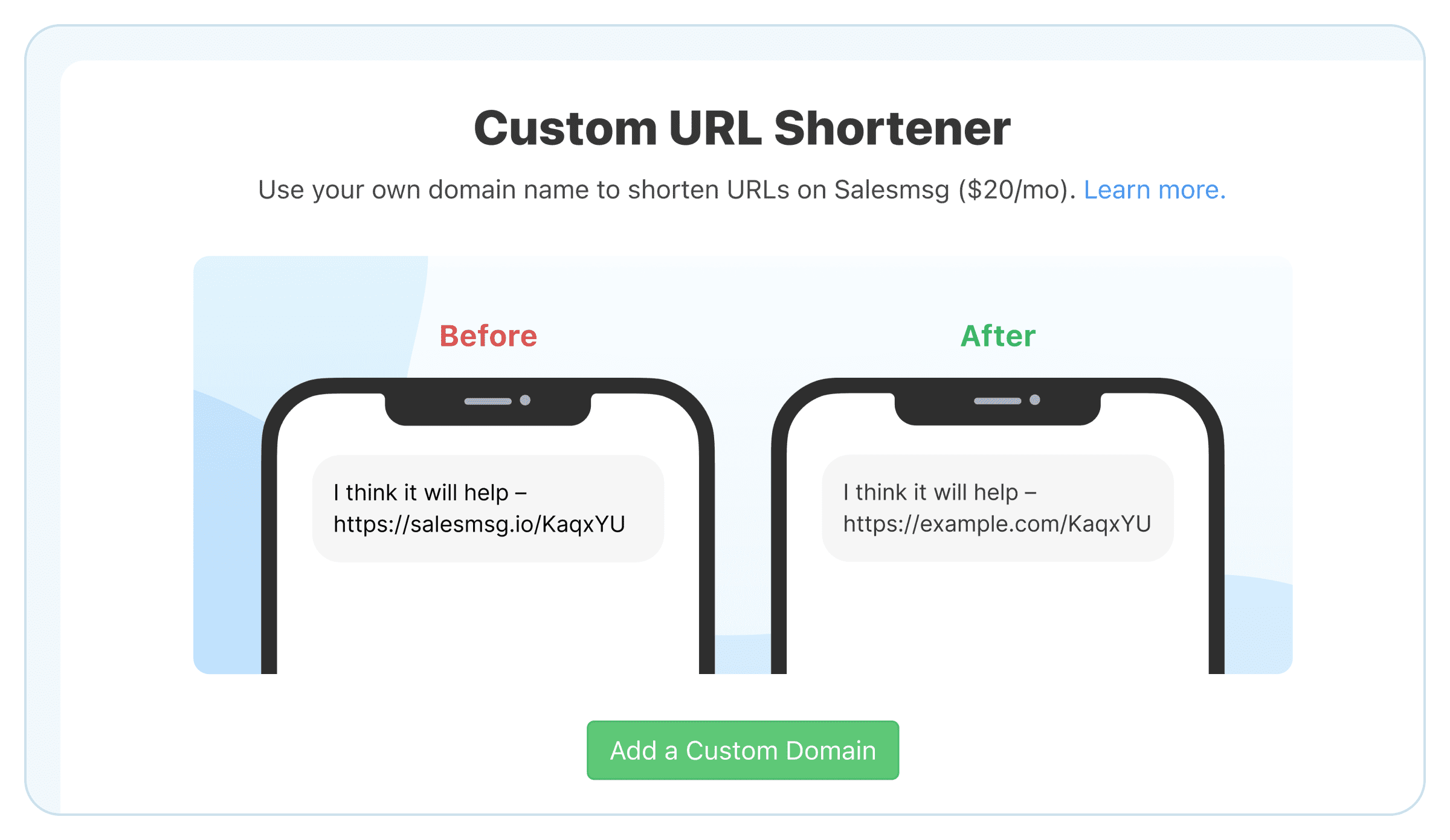 NEW! Custom Short URLs