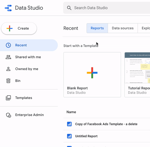 Create a data source for Google Data Studio