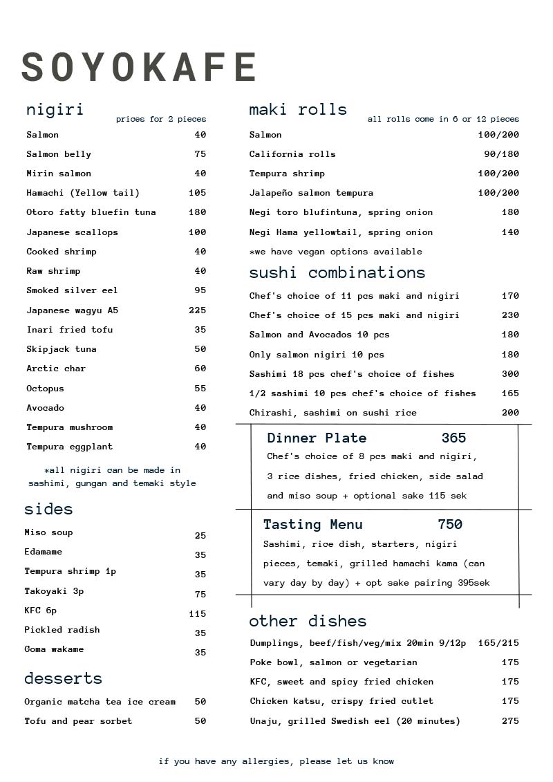 Soyokafe – Sushi Bar in Stockholm