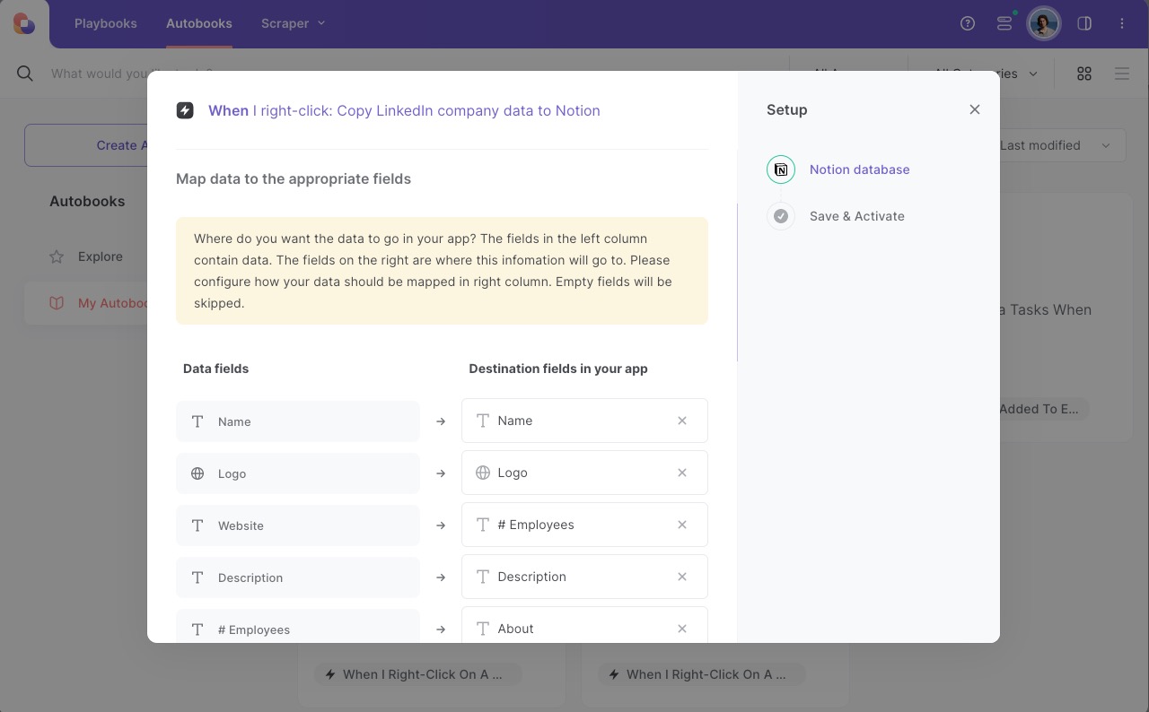 Sync LinkedIn Company Profiles to Notion with One Right-Click | Bardeen