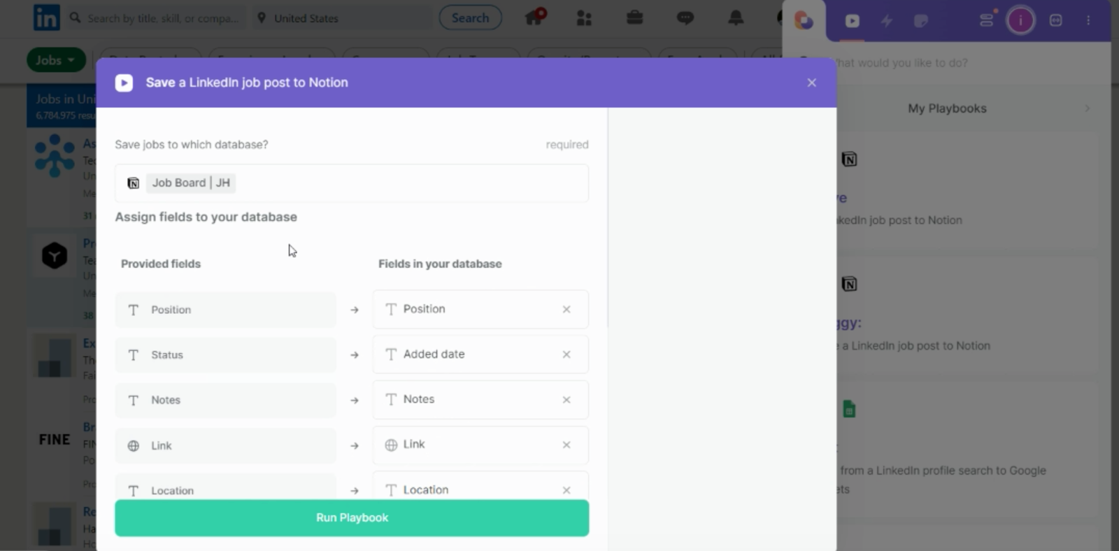 Copy a LinkedIn job post to Notion