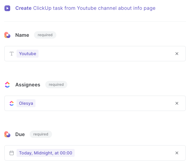 Automate Task Creation in ClickUp from YouTube About Pages | Bardeen Workflow