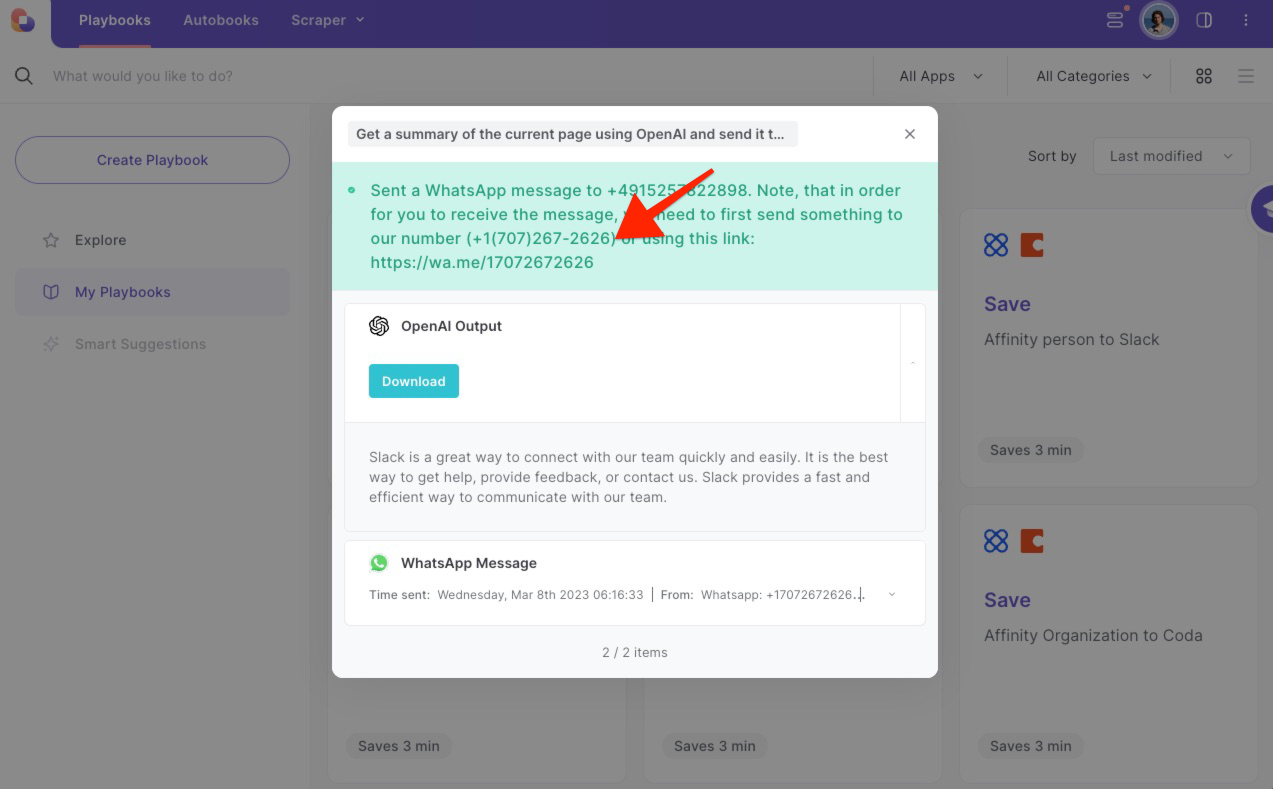 Summarize Web Pages Using OpenAI and Share on WhatsApp Instantly