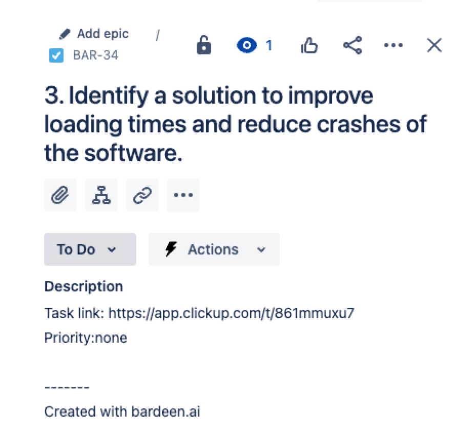 Sync ClickUp Tasks to Jira Issues in 3 Simple Steps | Bardeen Workflow