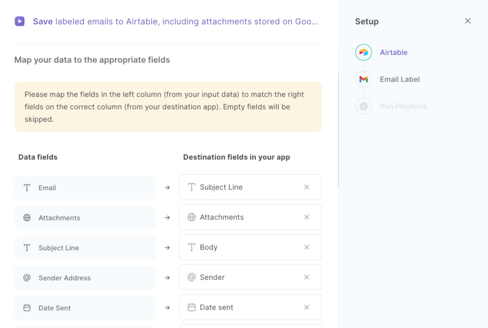 Save labeled emails to Airtable, including attachments stored on Google Drive