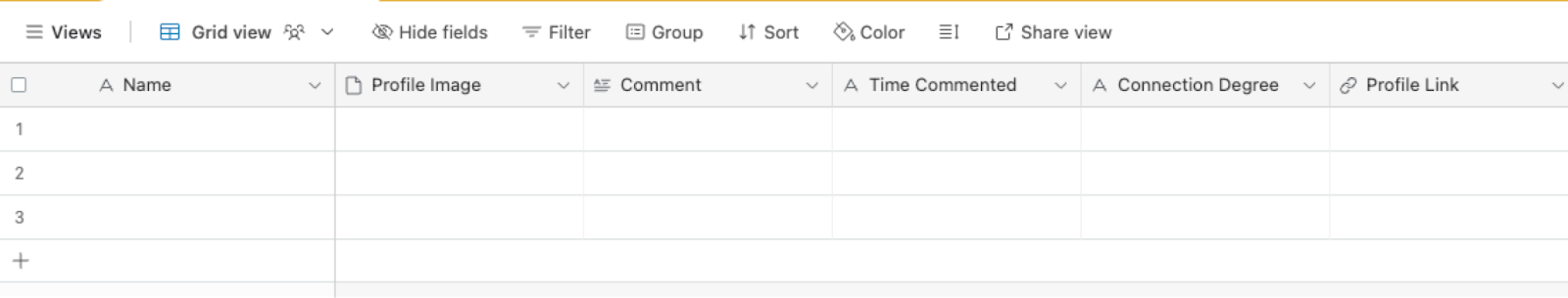 Copy LinkedIn Post commenters to Airtable