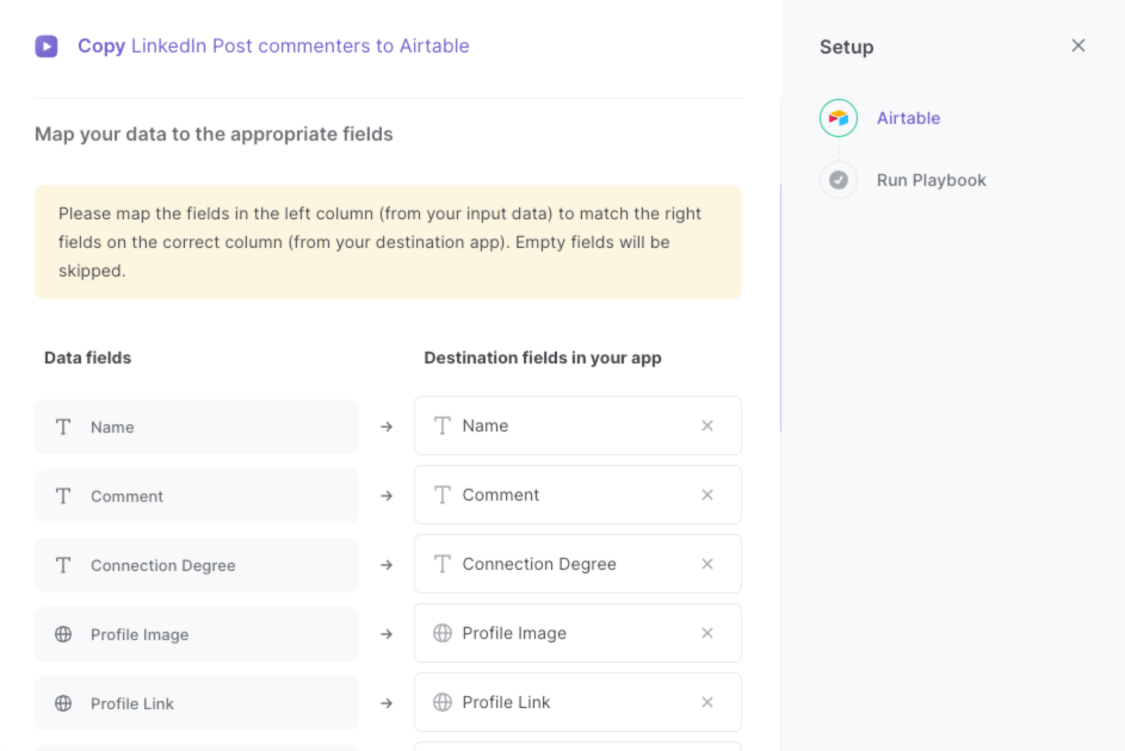 Copy LinkedIn Post commenters to Airtable