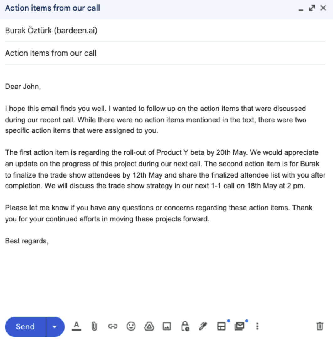 Extract Webpage Action Items & Draft Follow-Up Emails in Gmail | Bardeen