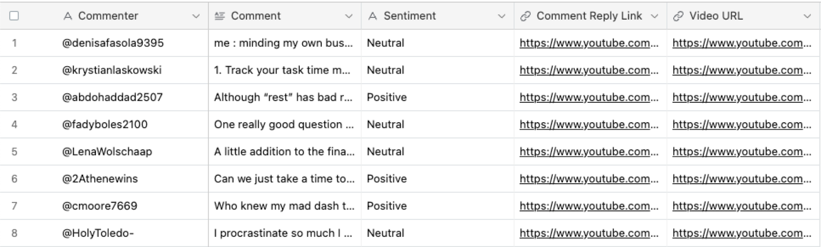 Analyze YouTube Comments Sentiment & Save to Airtable in Steps