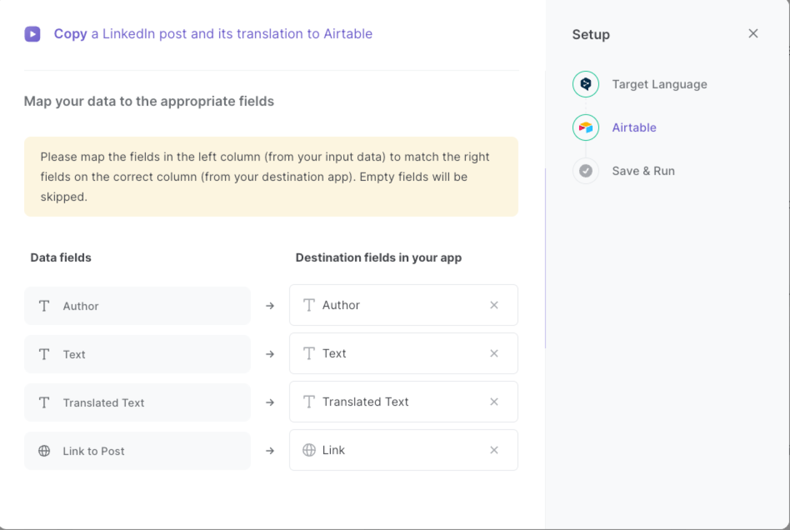 Sync LinkedIn Posts with Translations to Airtable for Market Analysis