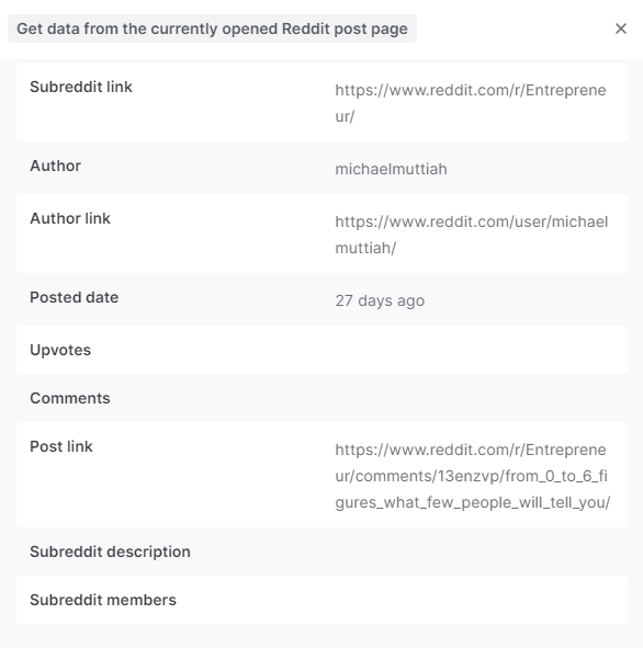 Extract Reddit Post Data for Research with Bardeen Automation