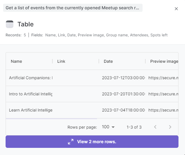 Scrape Meetup Events List Instantly from Search Results | Bardeen