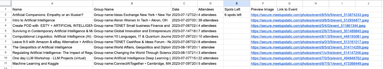 Sync Meetup Events to Google Sheets Instantly | Bardeen Workflow
