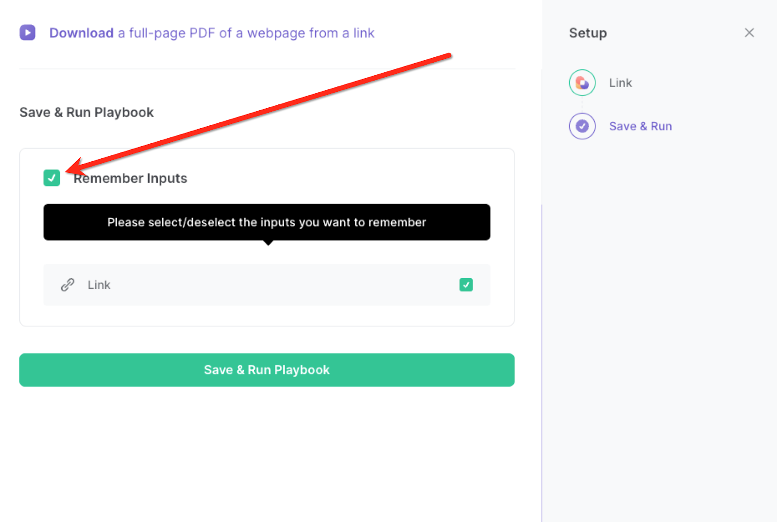 Download a full-page PDF screenshot of a webpage from a link