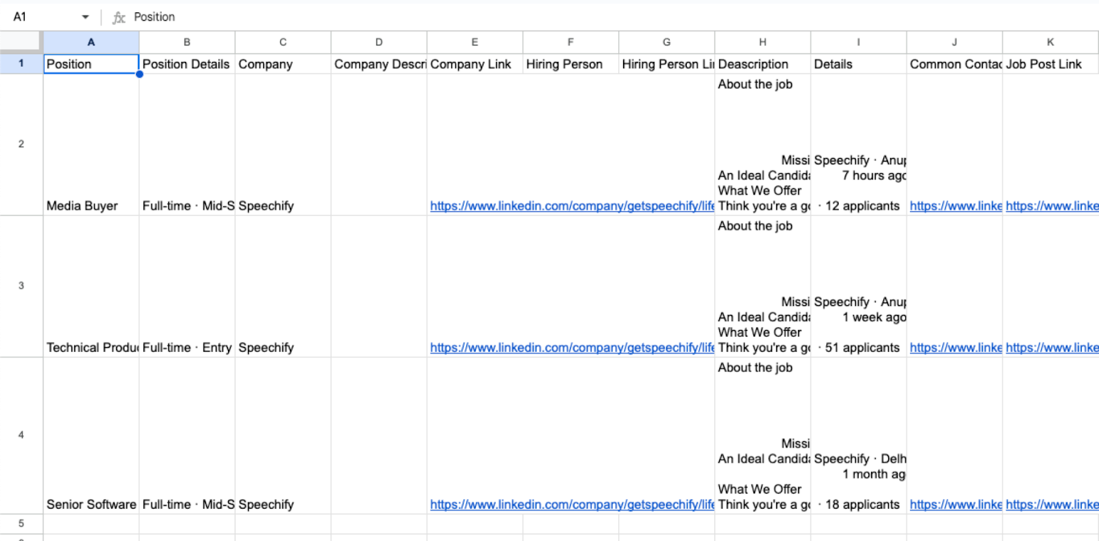 Sync LinkedIn Job Listings to Google Sheets in Real-Time | Bardeen Workflow