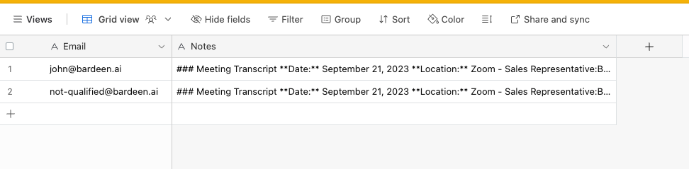 AI-Powered Lead Qualification from Airtable Notes | Bardeen Workflow