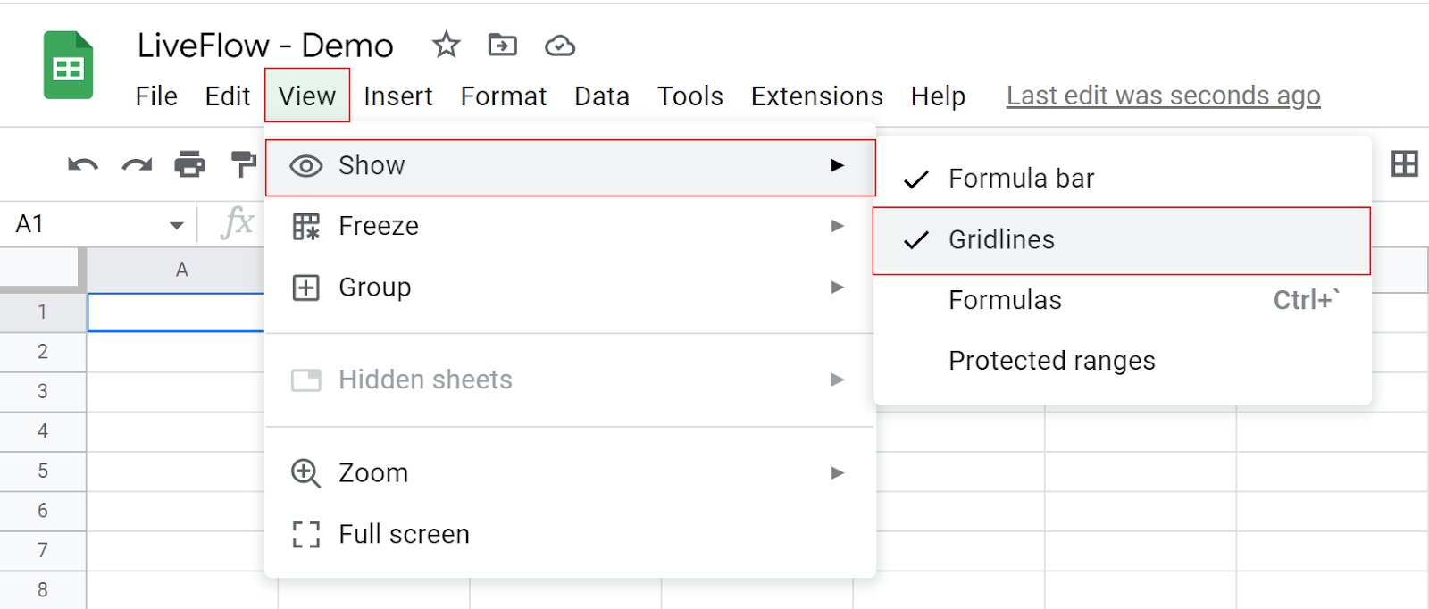 How To Show Gridlines In Google Sheets LiveFlow