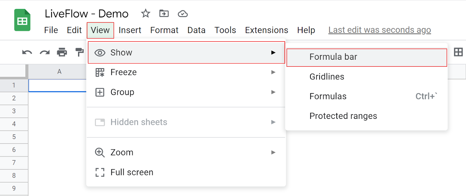How To Show Formula Bar In Google Sheets LiveFlow