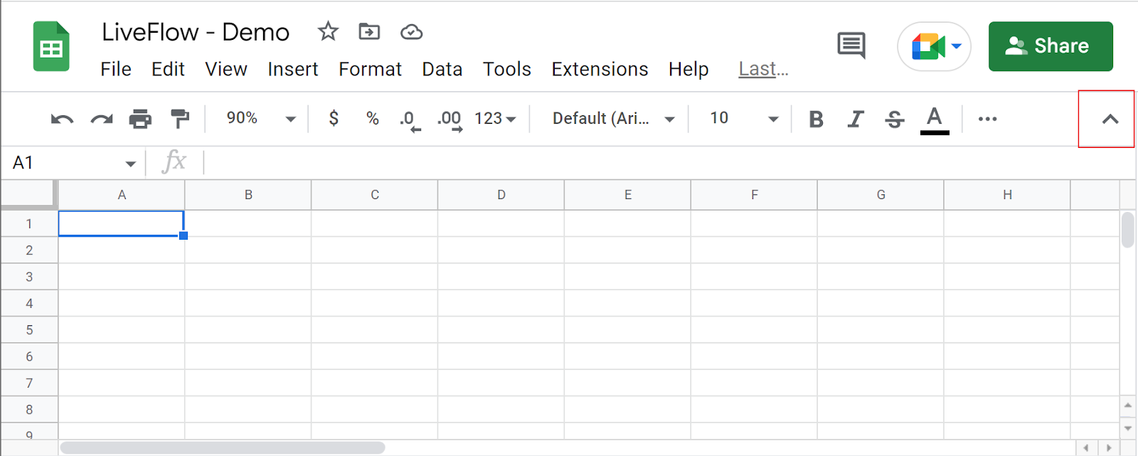 How To Show The Toolbar Missing In Google Sheets LiveFlow